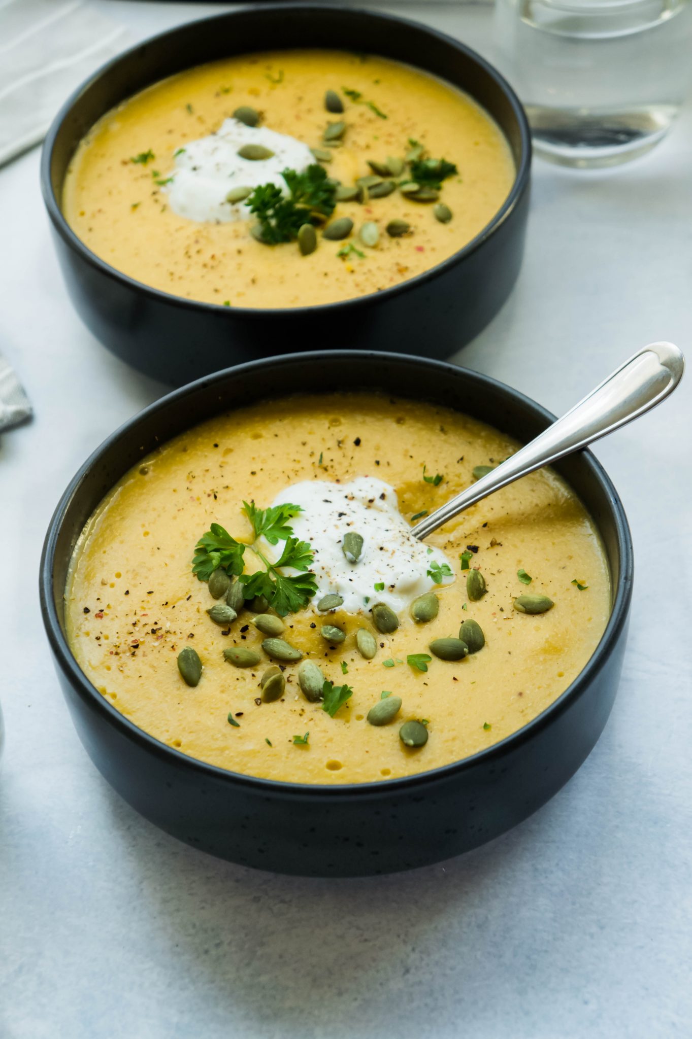Super Creamy butternut squash leek bisque - Enjoy Clean Eating